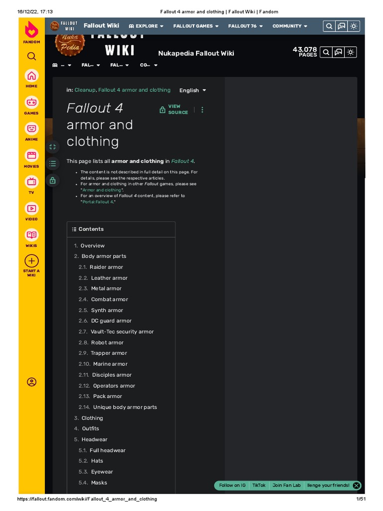 Fallout 4 Armor and Clothing - Fallout Wiki - Fandom | PDF | Armour ...