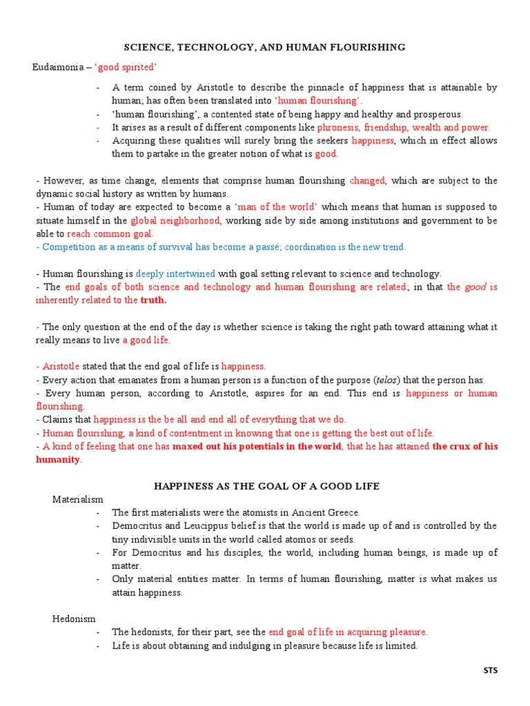 Sts Reviewer | PDF | Science | Happiness