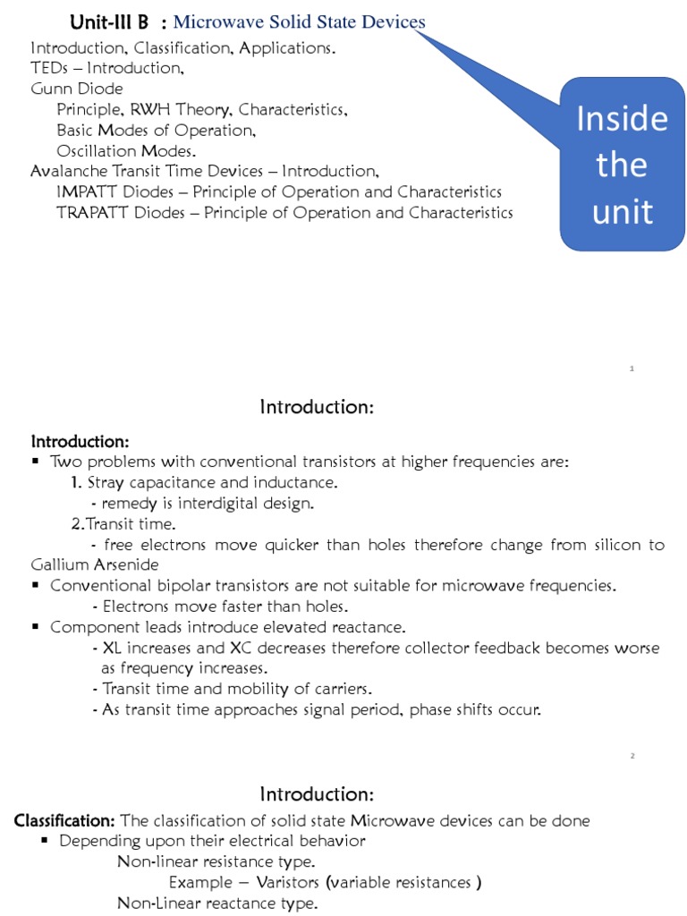 Overview of Microwave Solid State Devices | PDF | Diode | Transistor