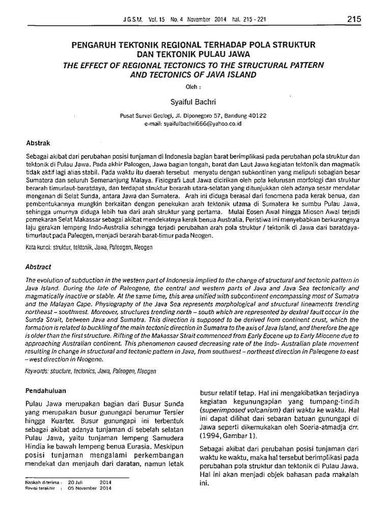 (SAIFUL BAHRI) Pengaruh Tektonik Regional Terhadap Struktur Di Jawa | PDF