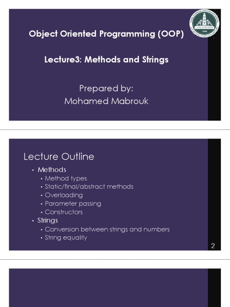 Lecture 3 Pdf Method Computer Programming Class Computer Programming