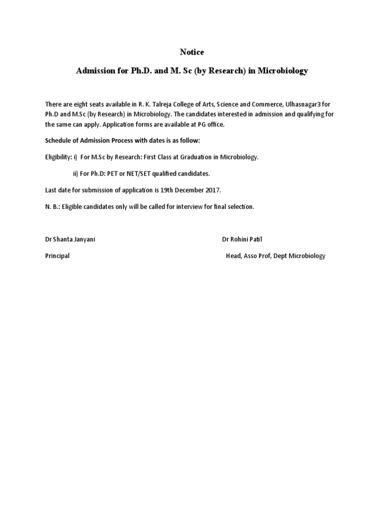 Notice For PHD | PDF