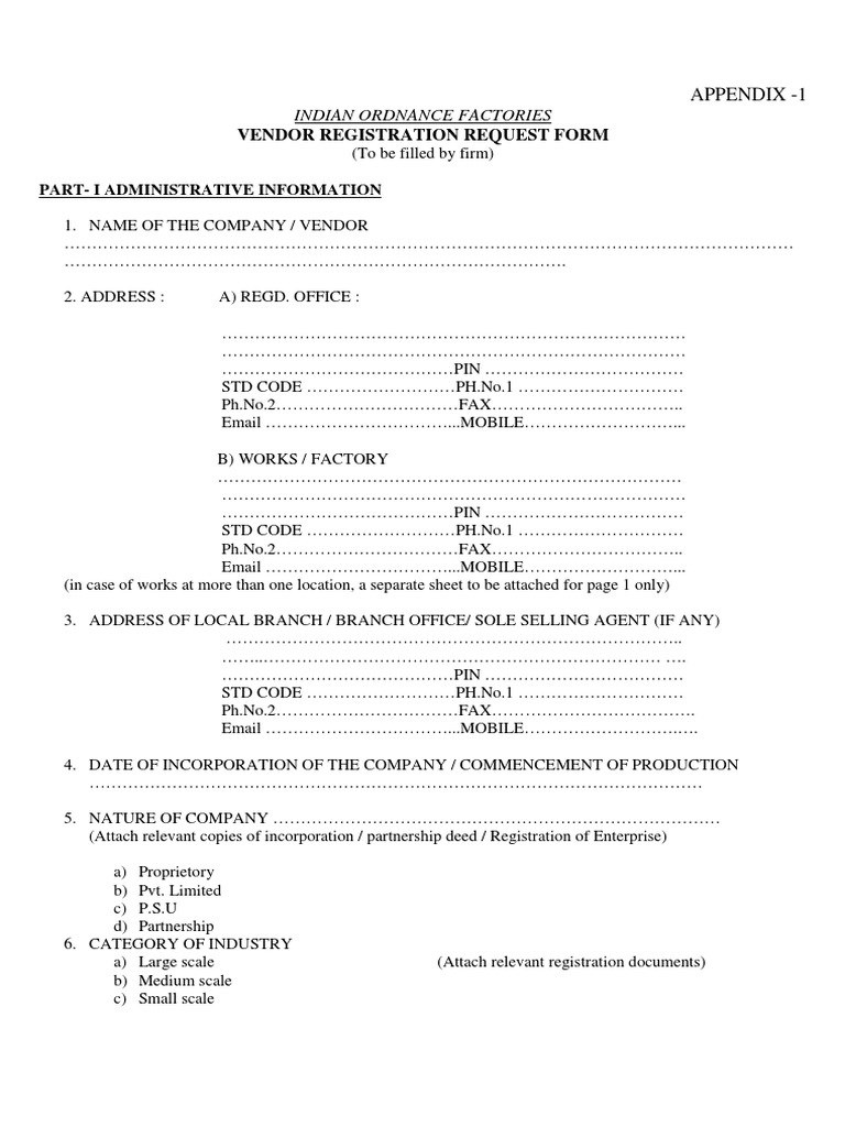 Vendor Registration Form Template | PDF | Taxes | Calibration