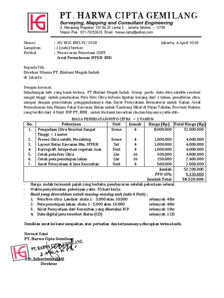 Surat Harwa Penawaran CSRT BMI | PDF