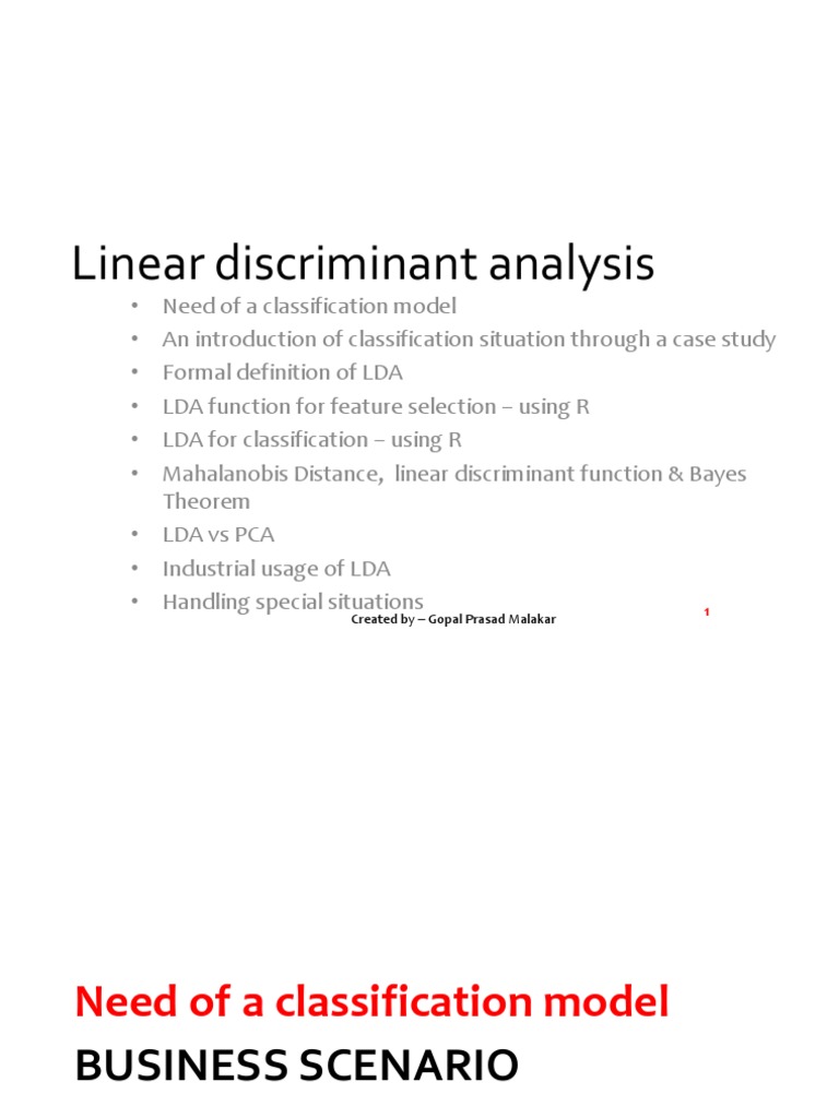 LDA 01 Linear Discriminant Analysis | PDF | Regression Analysis | Logistic Regression