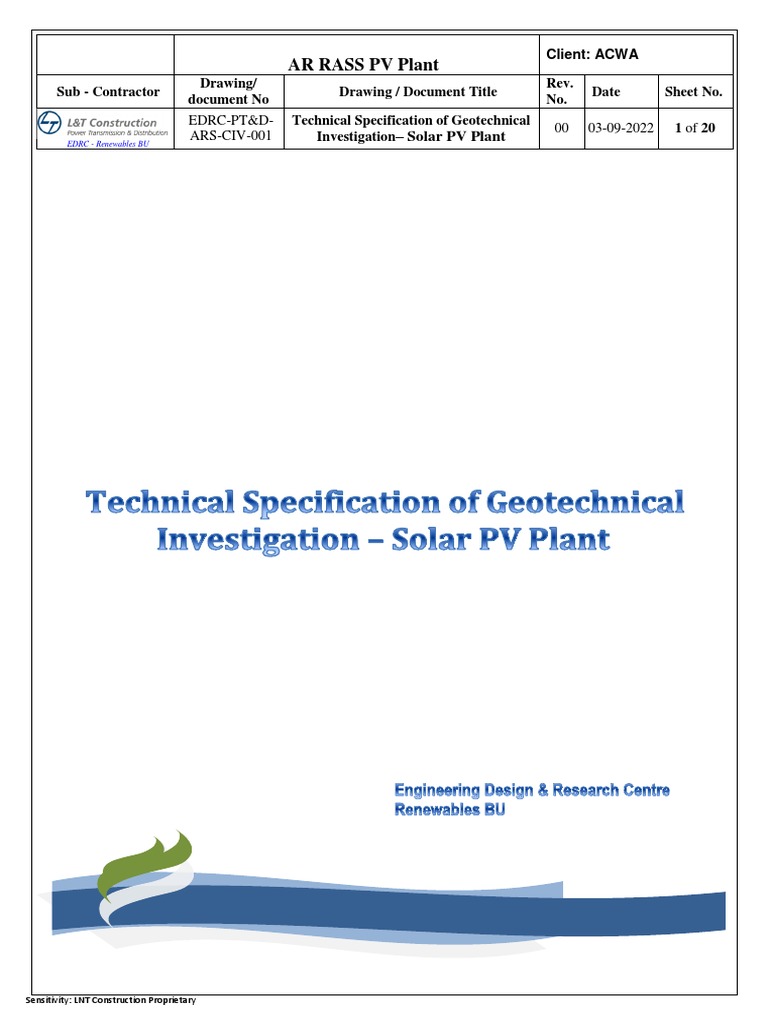 Technical Specification - Geotechnical Study - PV Plant - Rev-02 | Download Free PDF ...