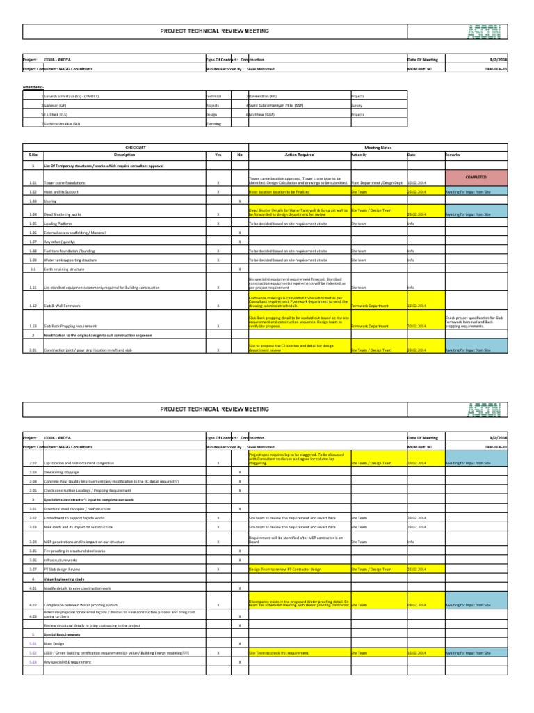 Project Technical Review Meeting Notes - TRM-J3306-01 | Download Free ...