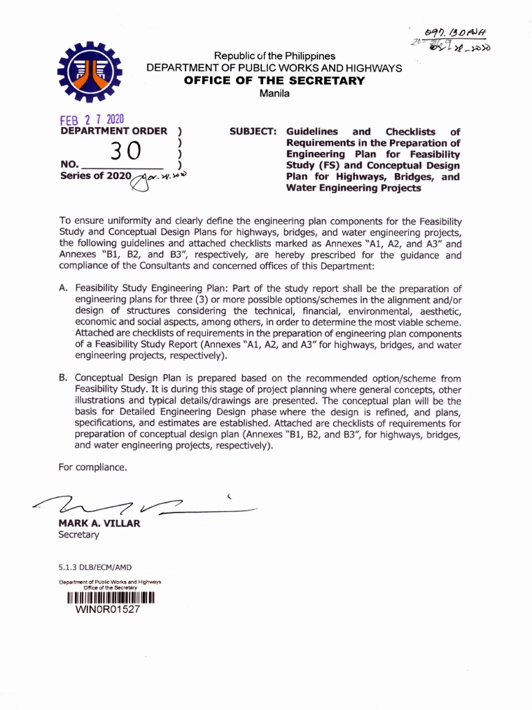 Checklist For FS Engineering Plan (Water Eng'g Projects & Highway) | PDF | Contour Line | Topography
