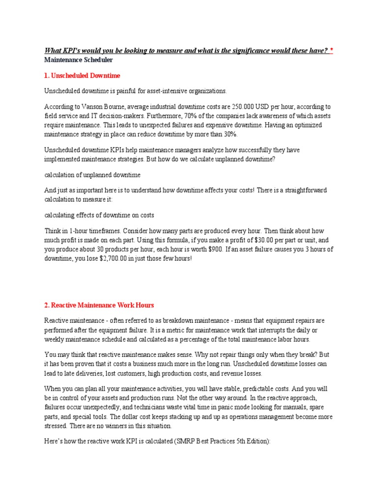 Kpi Question (1) ZXZXZX | PDF | Reliability Engineering | Systems Engineering