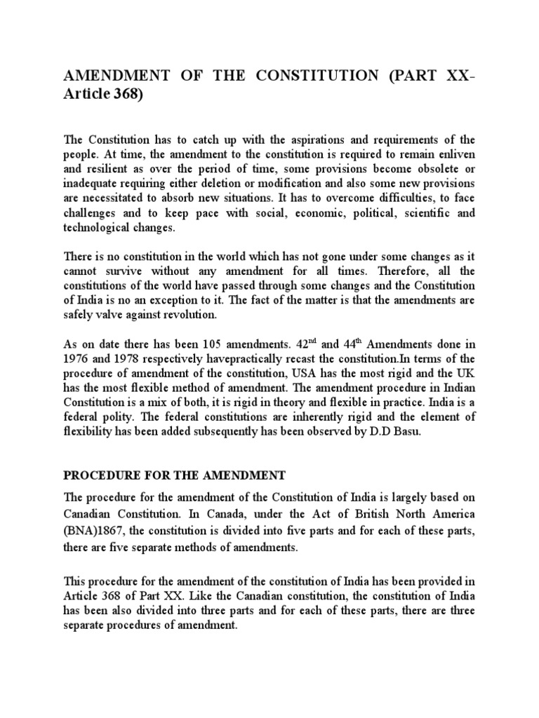 Note On Amendment Procedure and Emergency Provisions | PDF ...