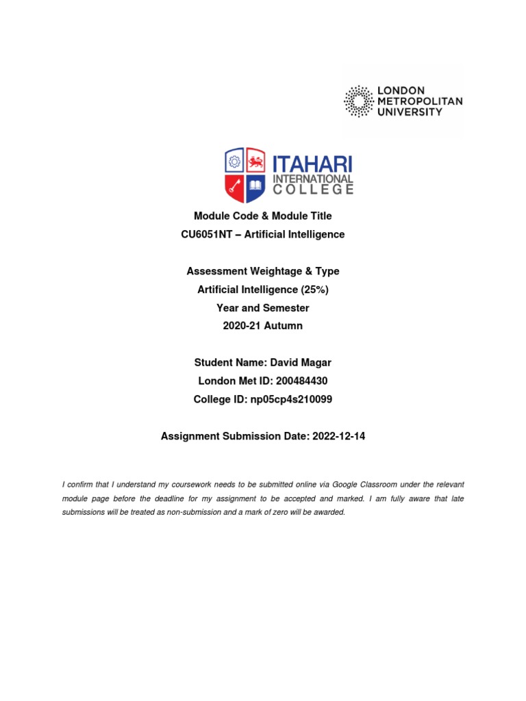 David Magar 20048430 | PDF | Cluster Analysis | Artificial Intelligence