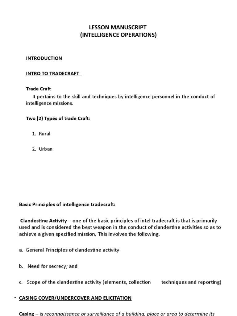 Intelligence Operations | PDF | Military Intelligence | Surveillance
