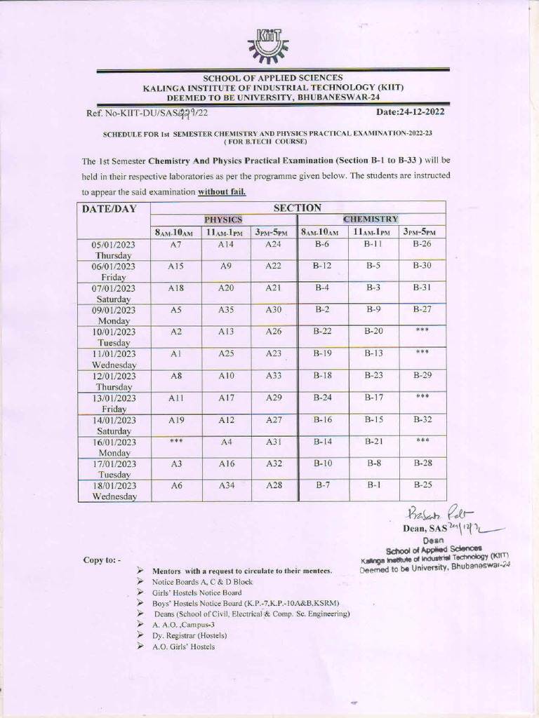 Practical Exam - Physics & Chemistry - 1st Sem B.Tech | PDF