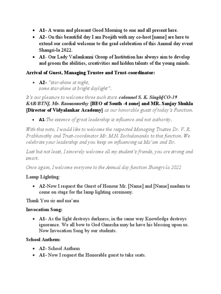 Annual Day Script | PDF