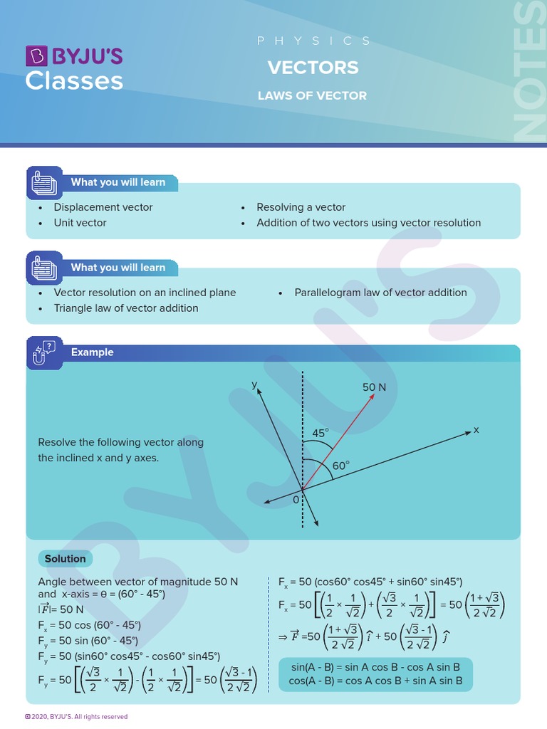 Laws of Vectors | PDF | Euclidean Vector | Triangle