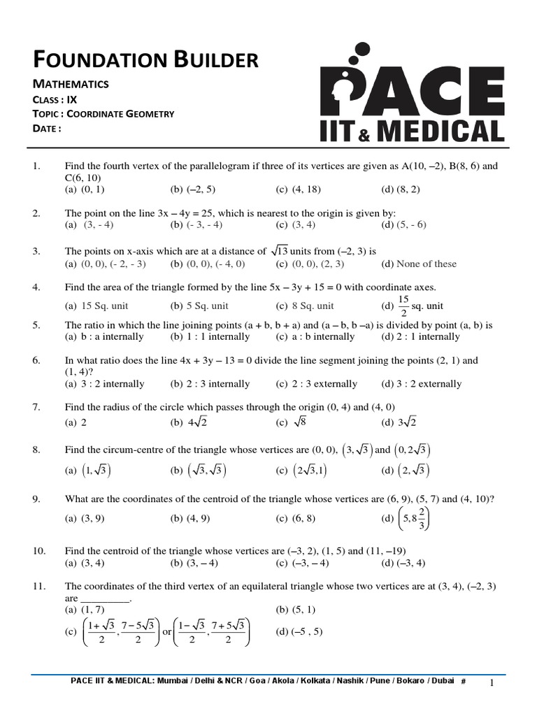 IX-Maths-Coordinate Geometry Question Bank-NKM Sir-Final | PDF ...