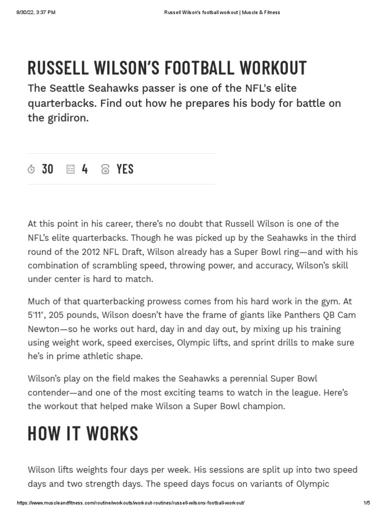 Russell Wilson's Elite QB Workout Plan | PDF | Quarterback | Recreation