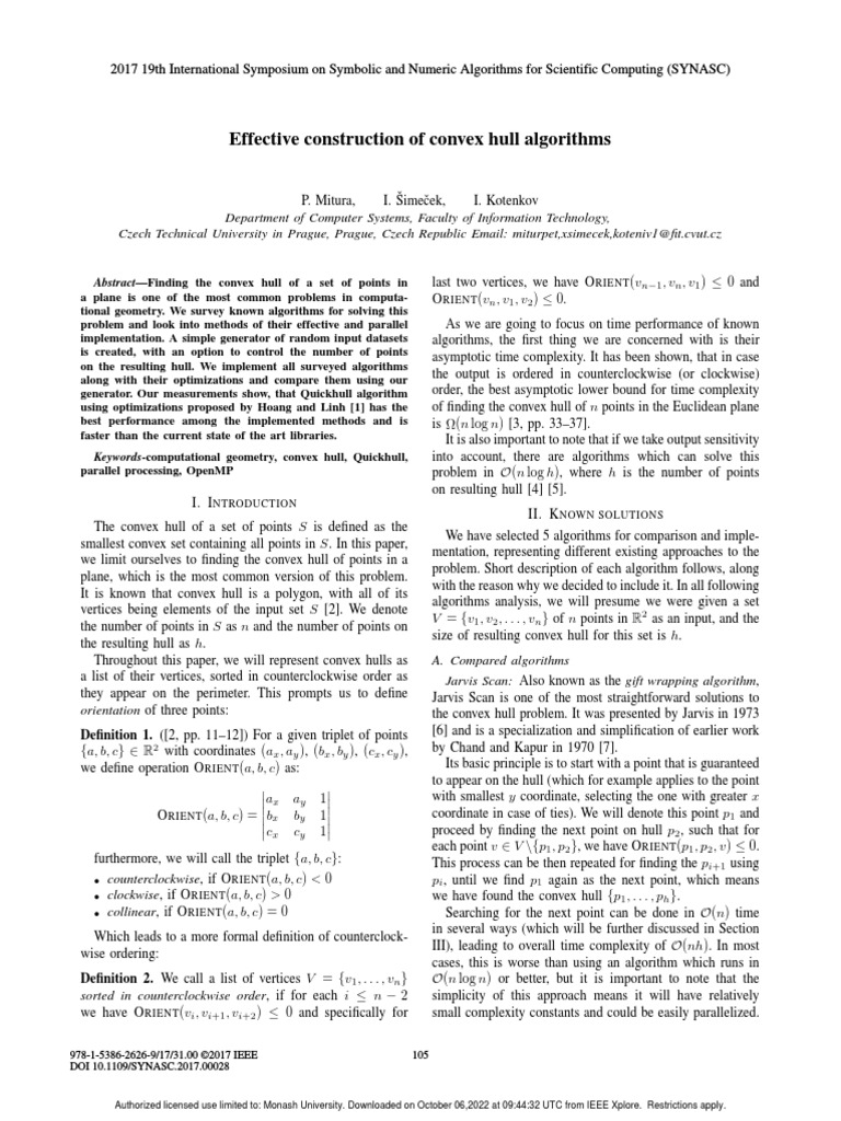 Effective Construction Of Convex Hull Algorithms Pdf Time Complexity Parallel Computing