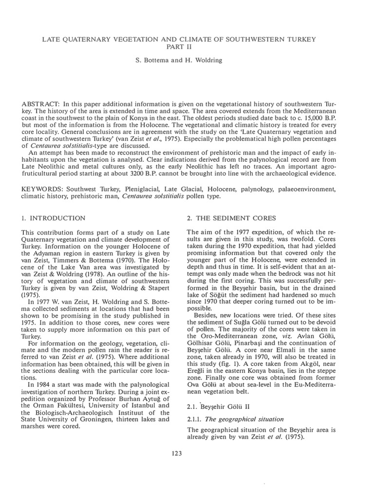 Bottema and Woldring 1984 | PDF | Holocene | Lake