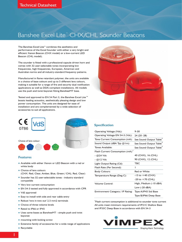 Fisa Tehnica Banshee Excel Lite CHXCHL Sounder Beacons - 2 - Ok | PDF ...