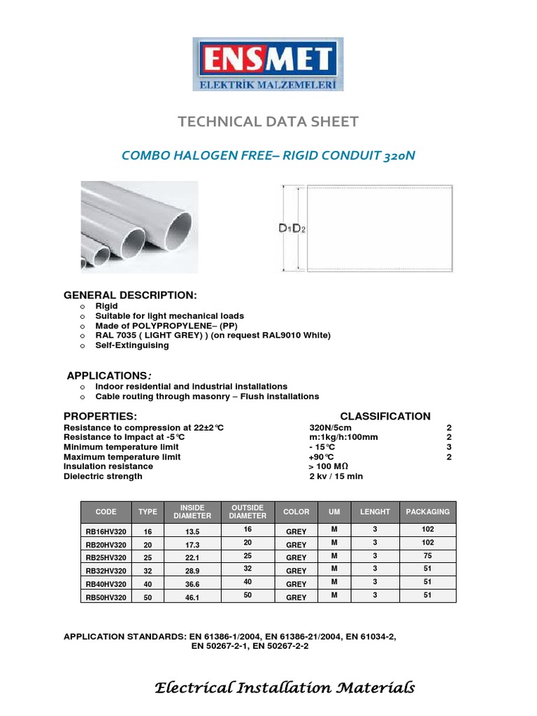 Fisa Tehnica Teava 320HV EN - Ensmet - 1 - Ok | PDF