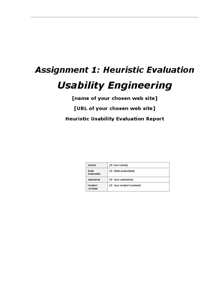 Usability Engineering: Assignment 1: Heuristic Evaluation | PDF | Usability | World Wide Web