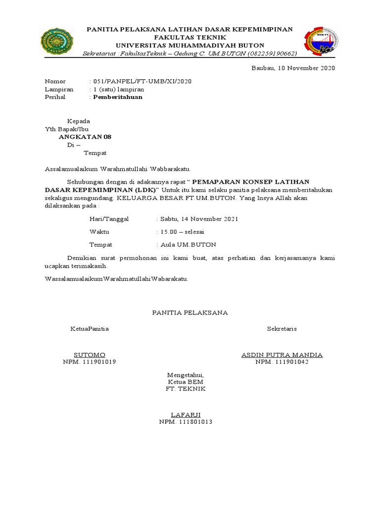 Undangan Pemaparan Konsep LDK 021 | PDF