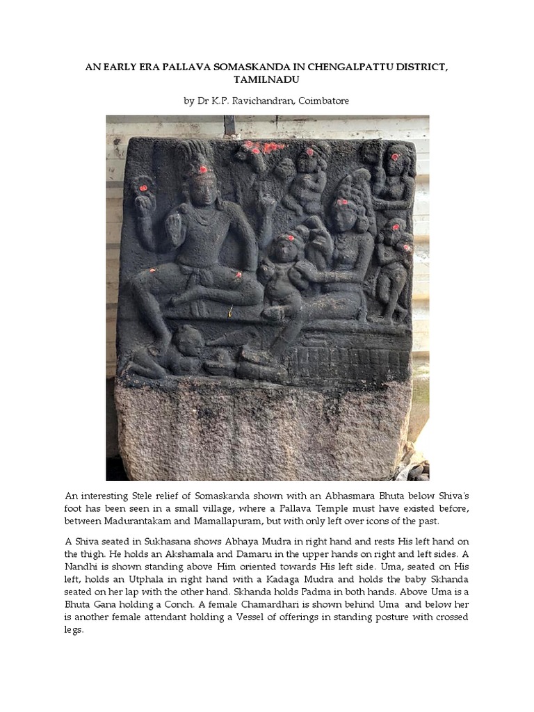 An Early Era Pallava Somaskanda in Chengalpattu District Tamilnadu ...