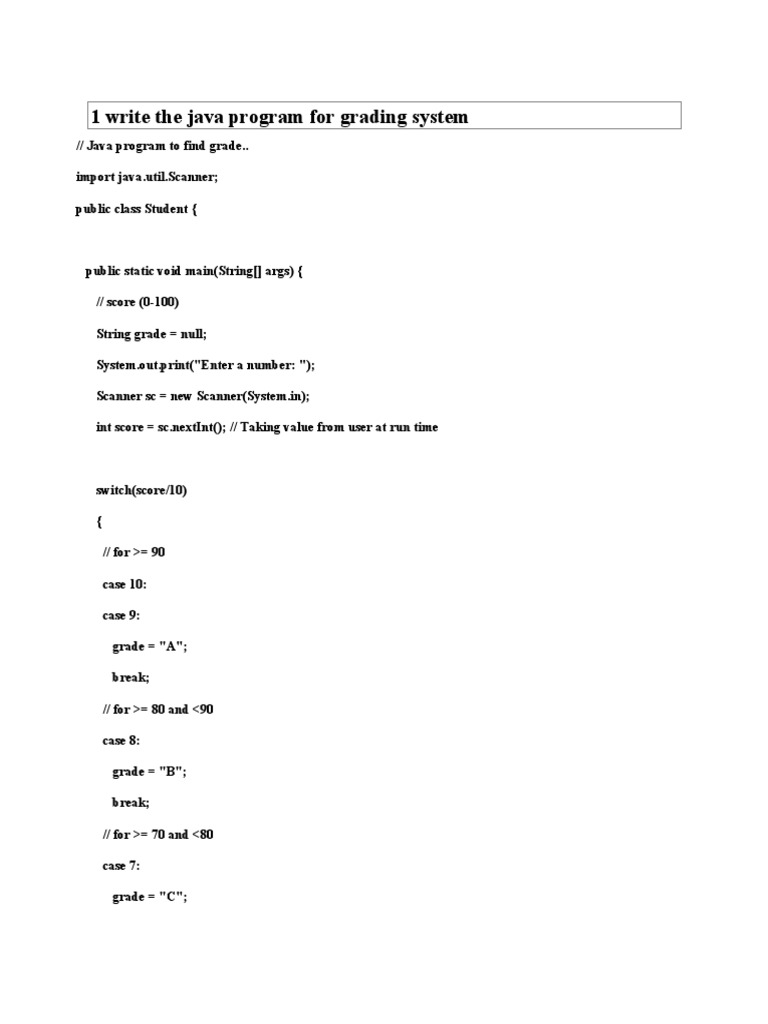 1 Write The Java Program For Grading System | PDF | Lexicon | Morphology (Linguistics)