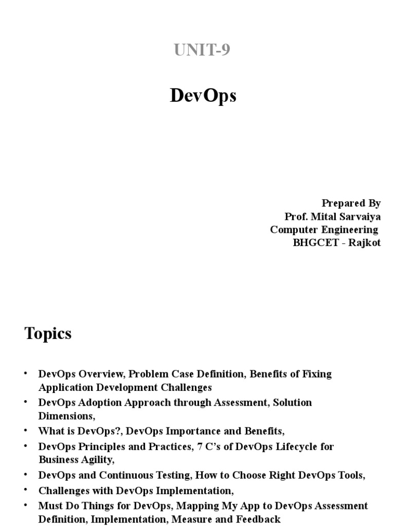 Unit 9 DevOps | PDF | Technology Development | Information Technology Management