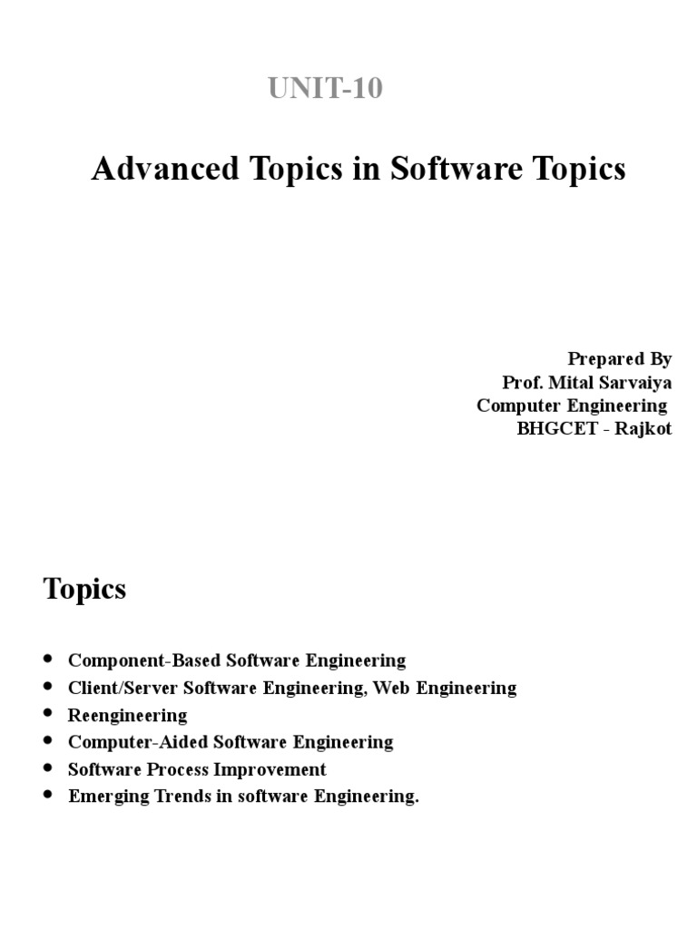 Unit 10 Advanced Topics in Software Engineering | PDF | Component Based ...