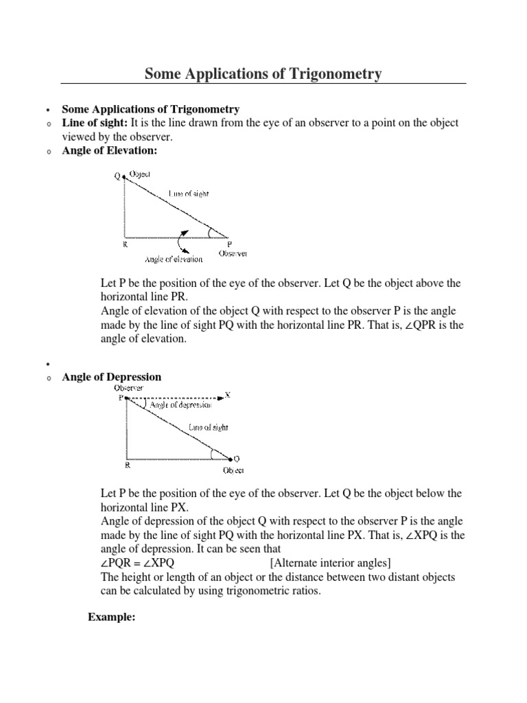 Trigonometry Applications in Angles | PDF