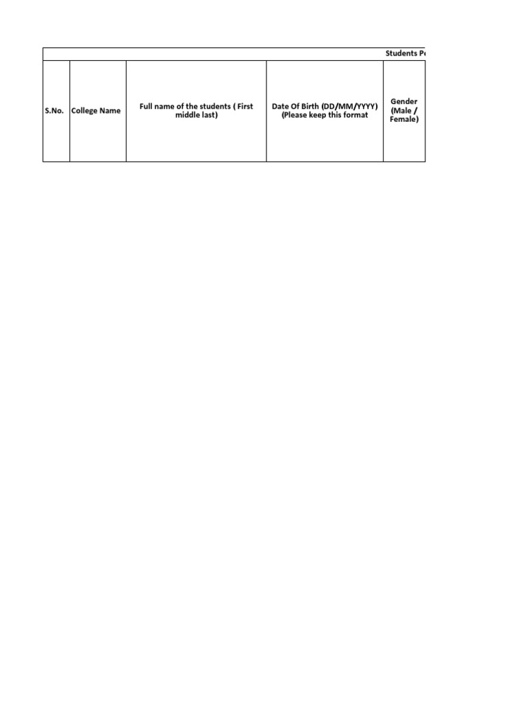Students Excel Sheet - 2021-23 Batch | PDF