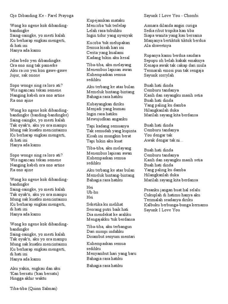 Lirik Suka Suka | PDF | Puisi