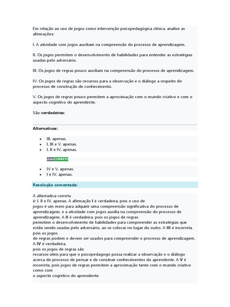 Prova Conceitos Psicopedagógicos - Pós-Graduação Psicopedagogia - AVA ...