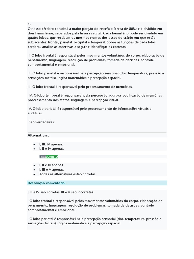 Prova Neurociências e o Processo de Aprendizagem - Pós-Graduação - AVA ...