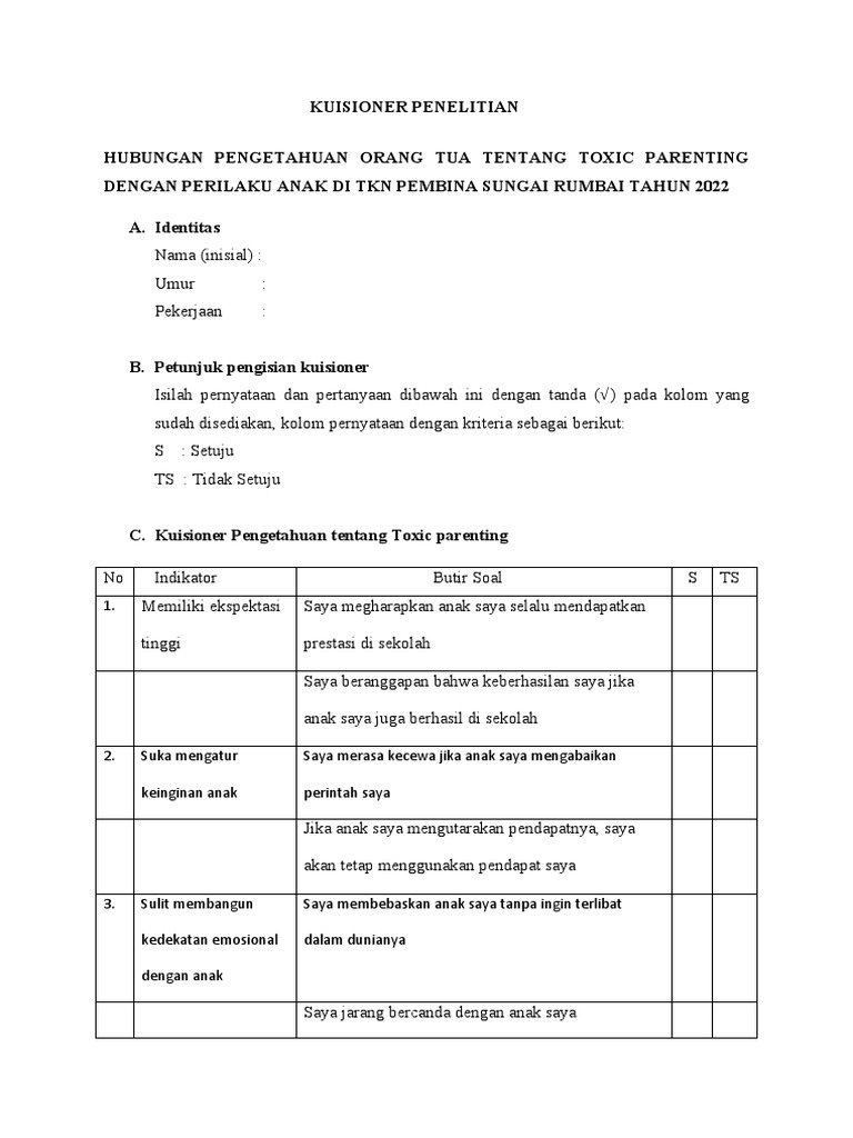 Kuisioner Penelitian | PDF