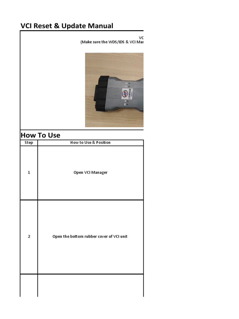 VCI Reset and Update Manual | PDF | Laptop | Usb