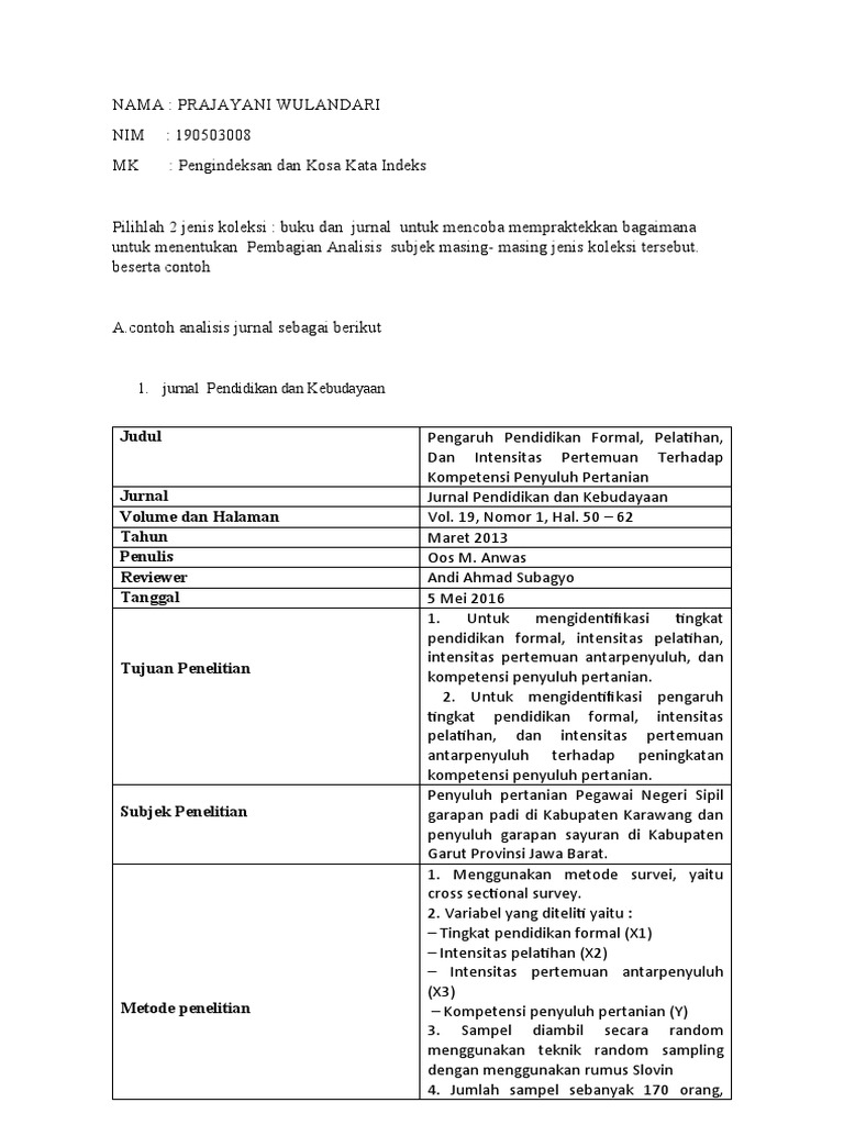 Contoh Analisis Subjek | PDF