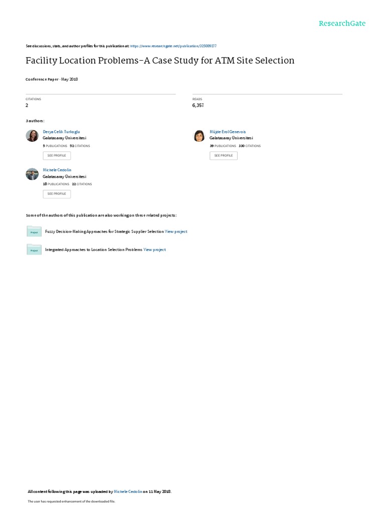 Facility Location Problems-A Case Study For ATM Site Selection | PDF ...