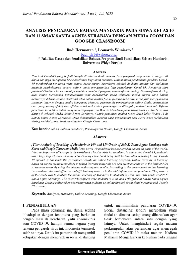 Analisis Pengajaran Bahasa Mandarin Pada Siswa Kelas 10 Dan 11 Smak ...