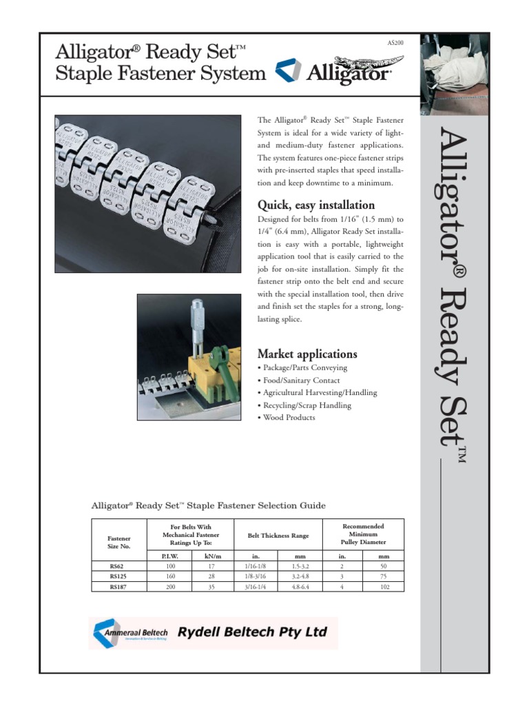 RS Alligator Staple Ab Fasteners | PDF | Stainless Steel | Belt ...