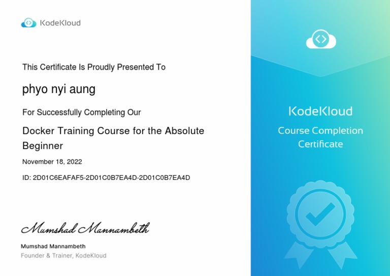 Docker Training Completion Certificate | PDF