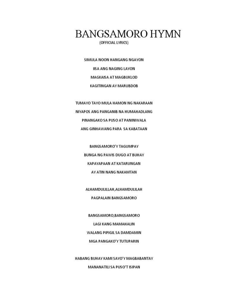 Bangsamoro Hymn | PDF
