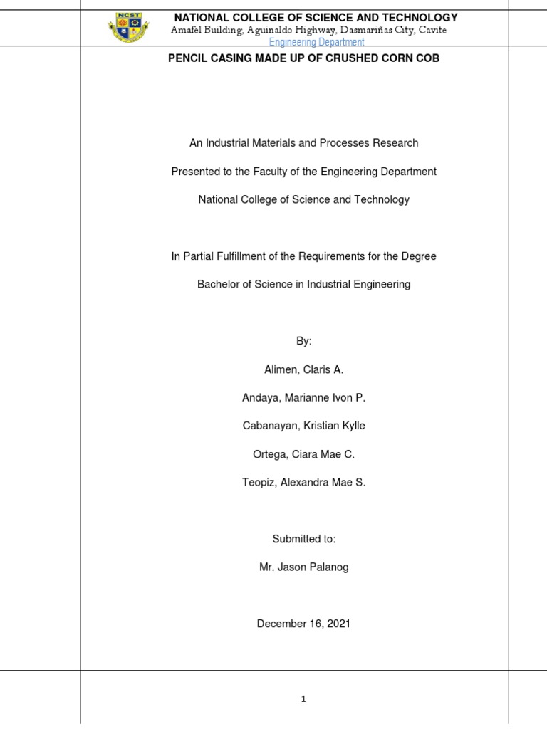 Pencil Casing Made Up of Crushed Corn Cob Chapter 1 3 | PDF