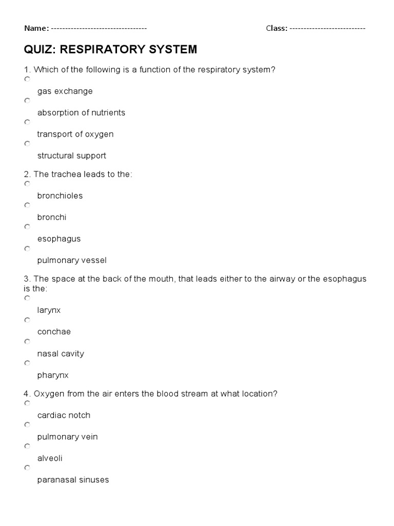 Respiratory Quiz 2 | PDF