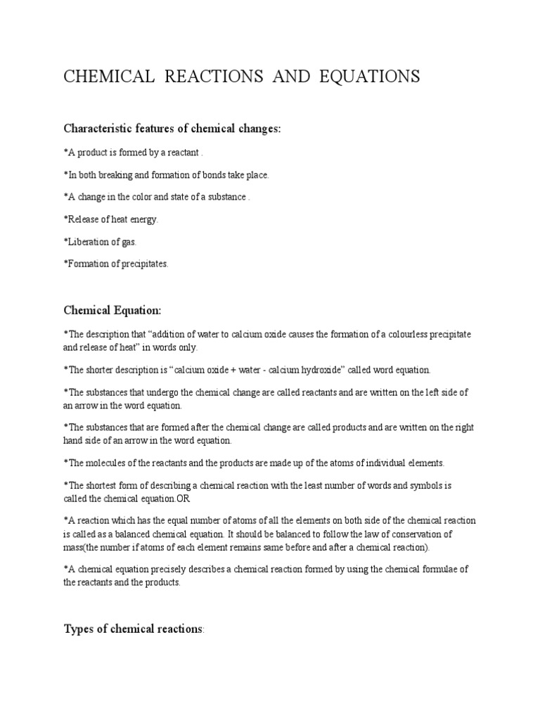 Chemical Reactions and Equations | PDF | Chemistry | Chemical Reactions