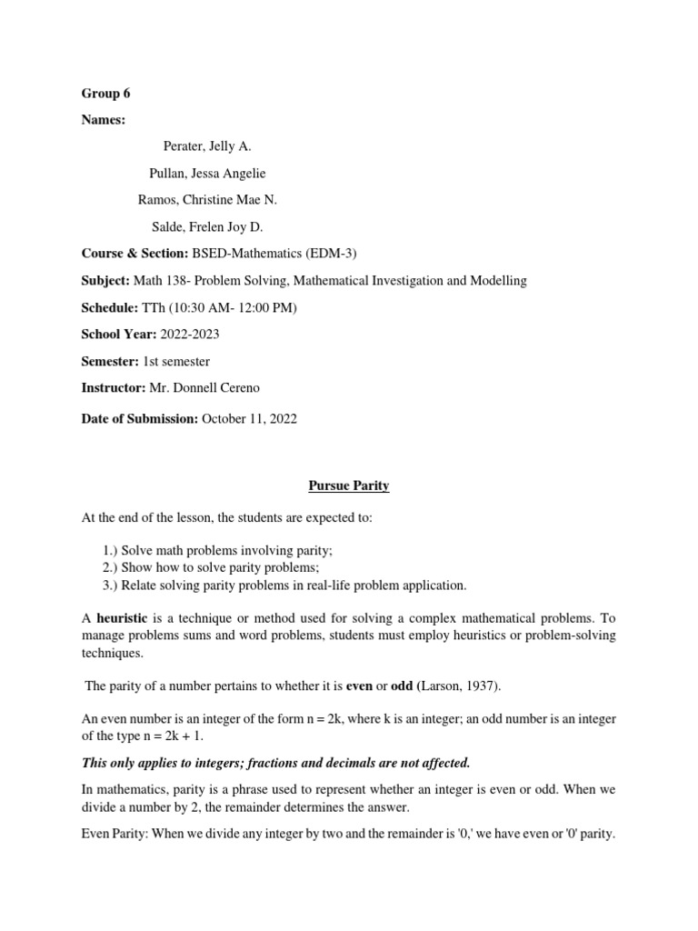 Understanding Parity in Mathematics | PDF