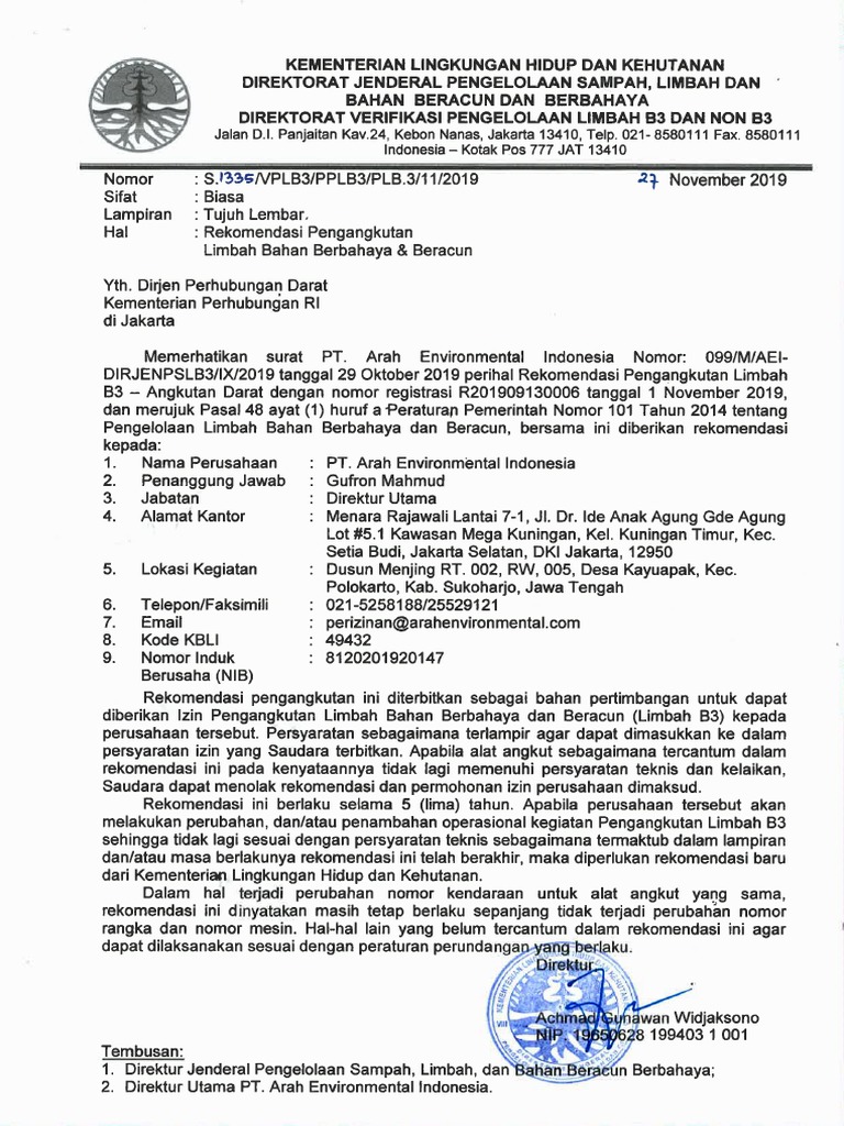 Rekom KLH 1 Unit No. S.1335 27 Nov 2019 | PDF