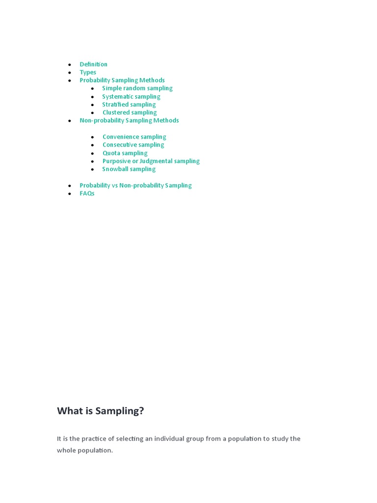 What Is SamplingAND NON SAMPLING | PDF | Sampling (Statistics) | Randomness